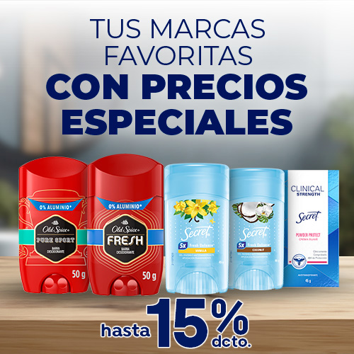 Secret y Old Spice hasta 15% dcto.